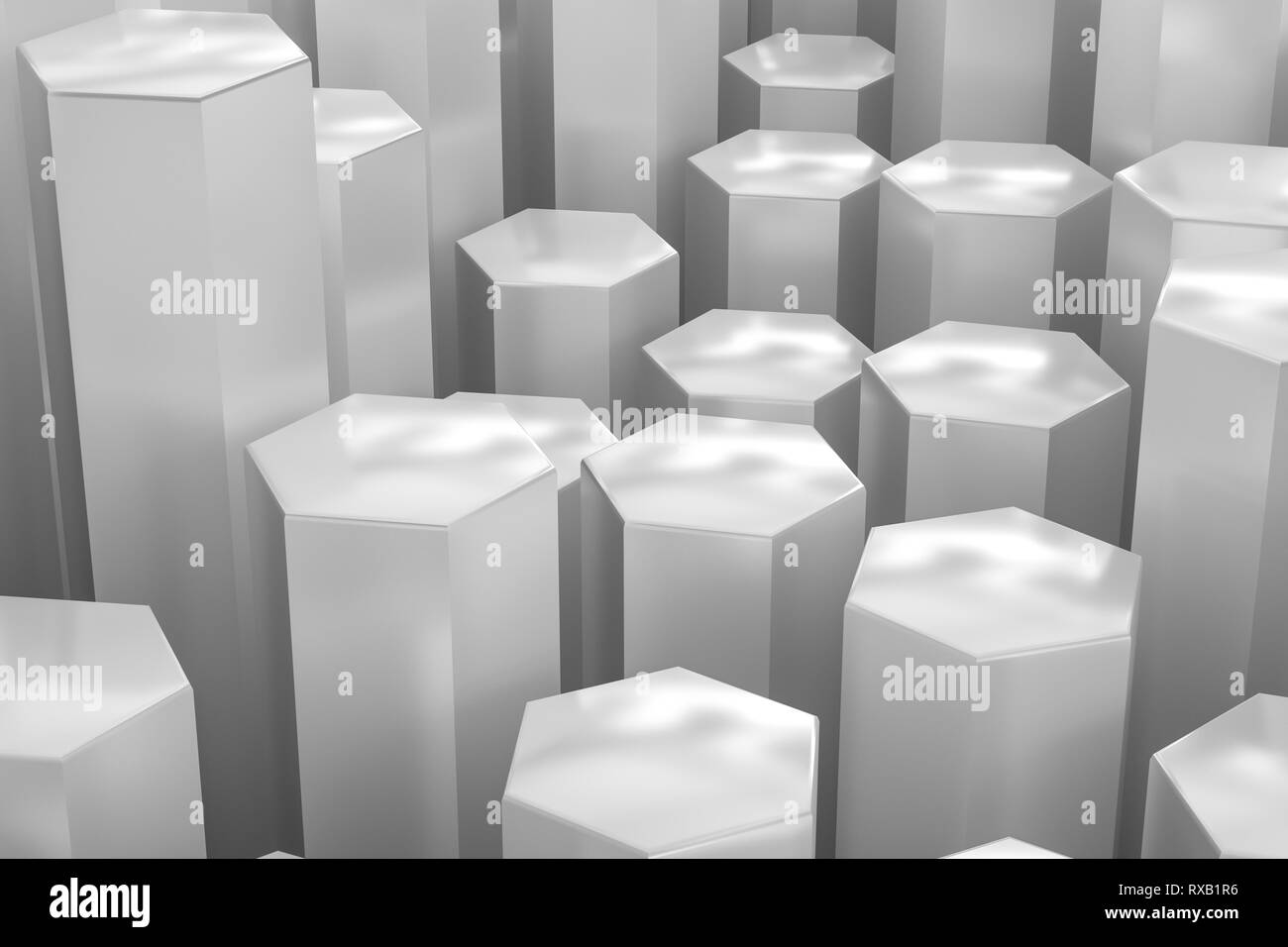 3d rendering, white hexagon pillar Stock Photo - Alamy