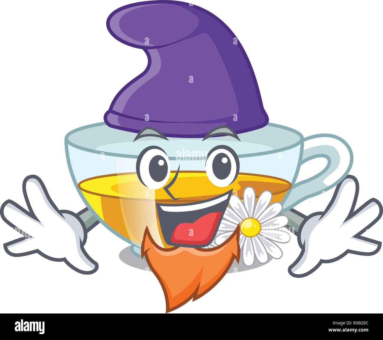 Elf cup chamomile tea cartoon above table Stock Vector Image & Art - Alamy