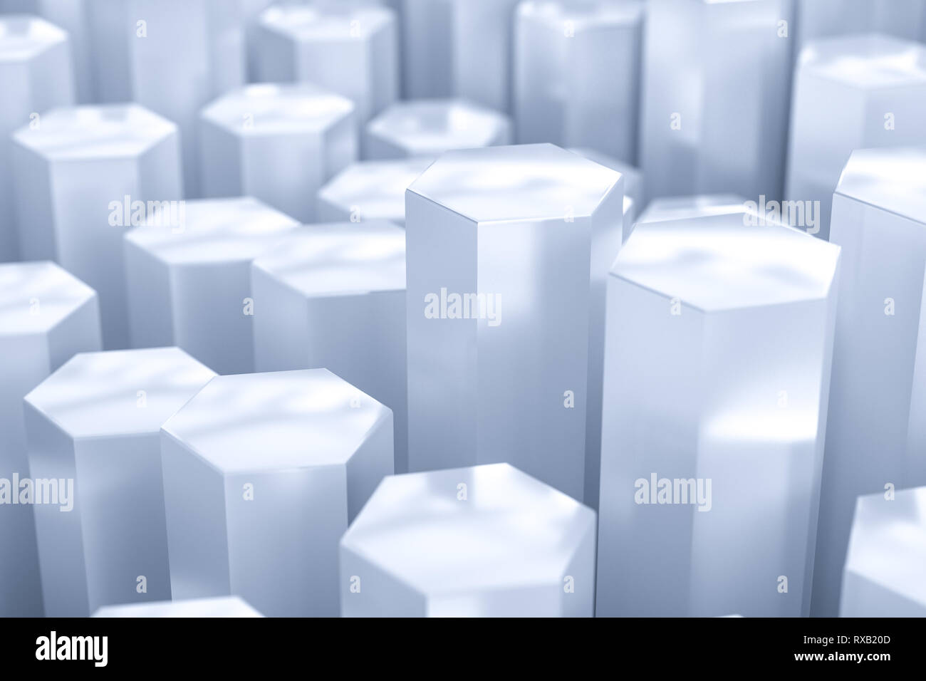 3d rendering, white hexagon pillar Stock Photo - Alamy