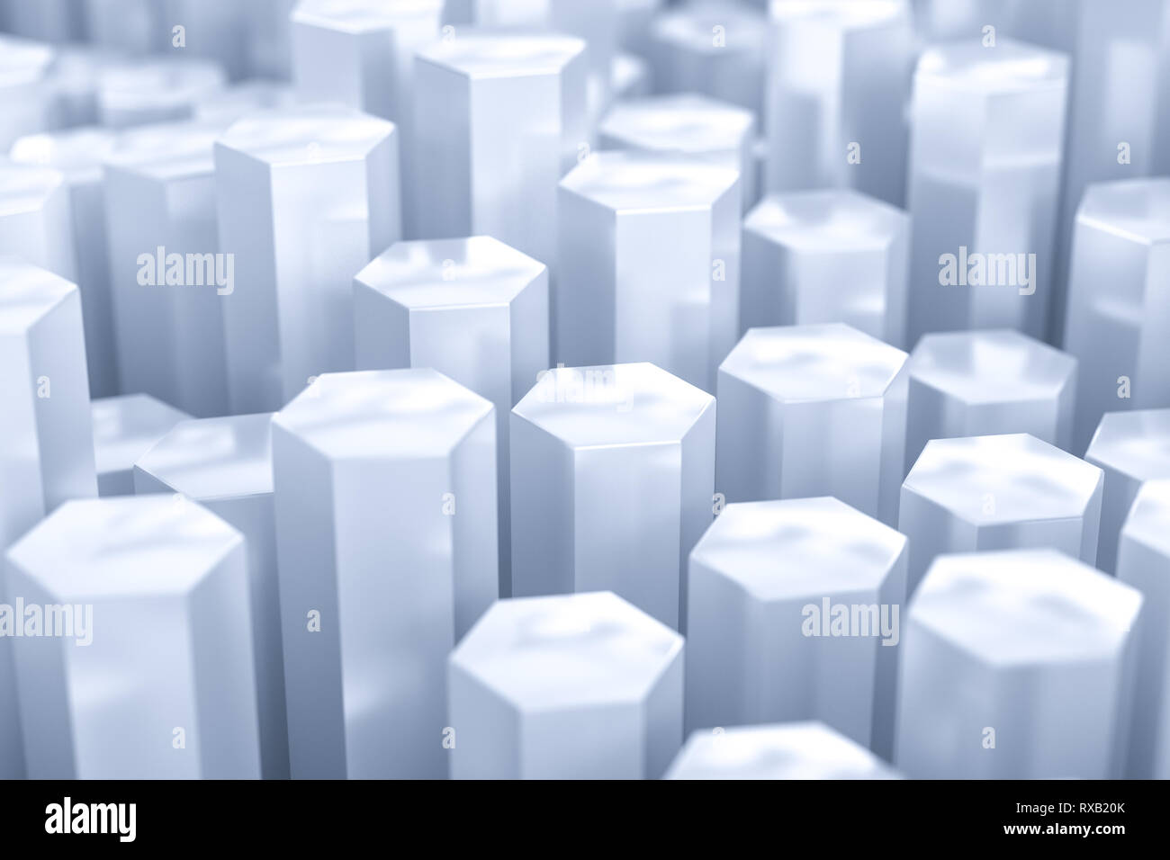 3d rendering, white hexagon pillar Stock Photo - Alamy