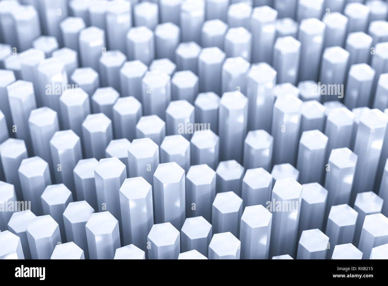 3d rendering, white hexagon pillar Stock Photo - Alamy