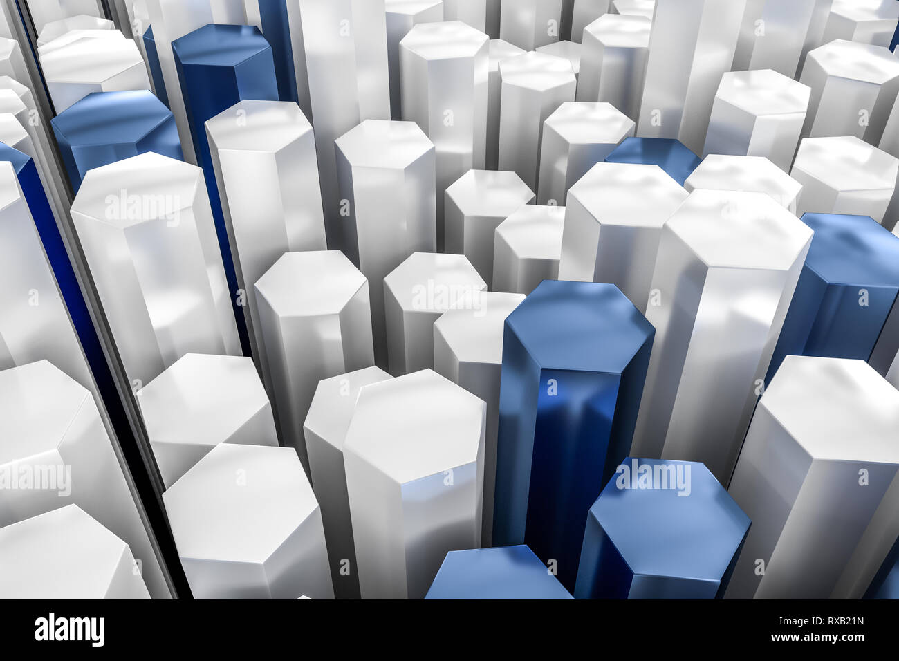 3d rendering, white hexagon pillar Stock Photo - Alamy