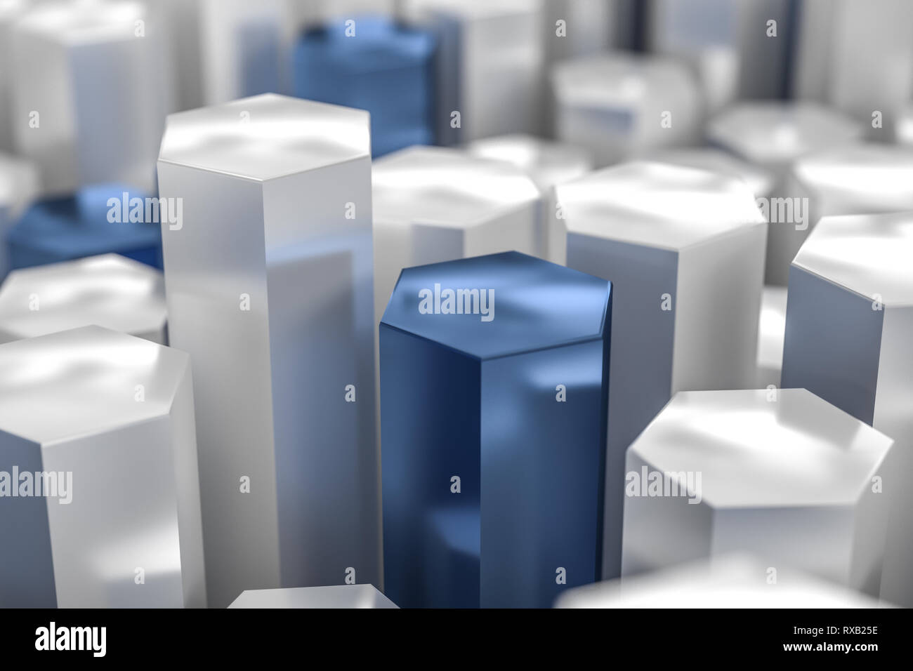 3d rendering, white hexagon pillar Stock Photo - Alamy