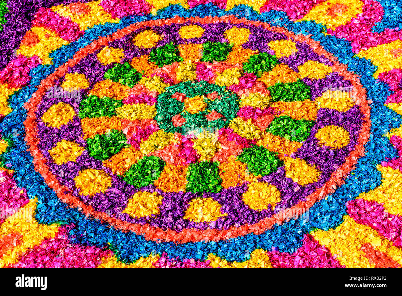 Antigua, Guatemala - March 11, 2018: Dyed sawdust Lent procession ...