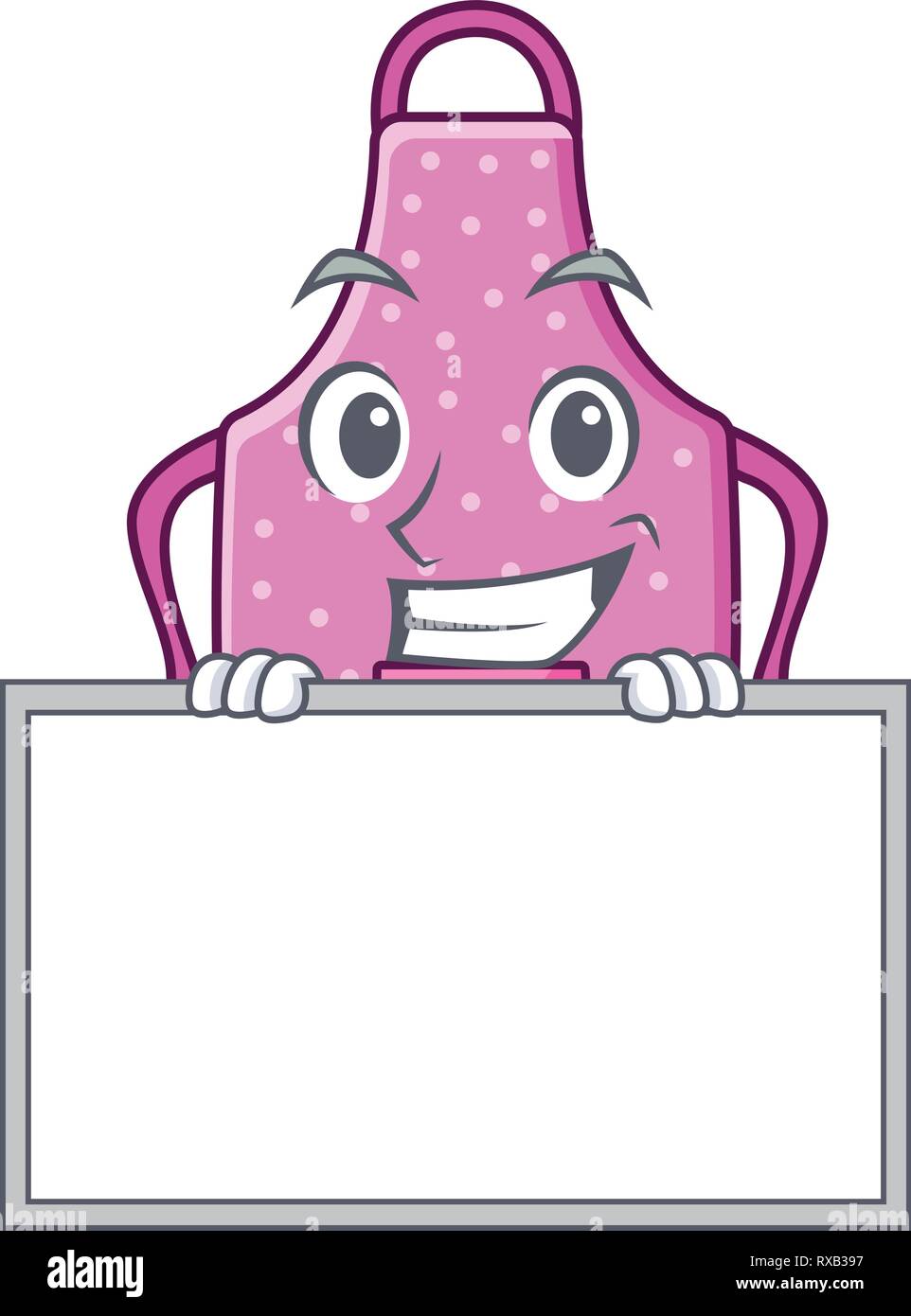 Grinning with board kitchen apron isolated the with cartoon Stock ...