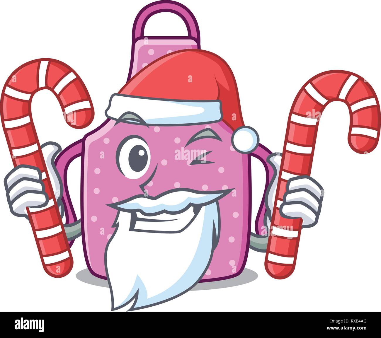 Santa with candy kitchen apron placed above cartoon table Stock Vector ...