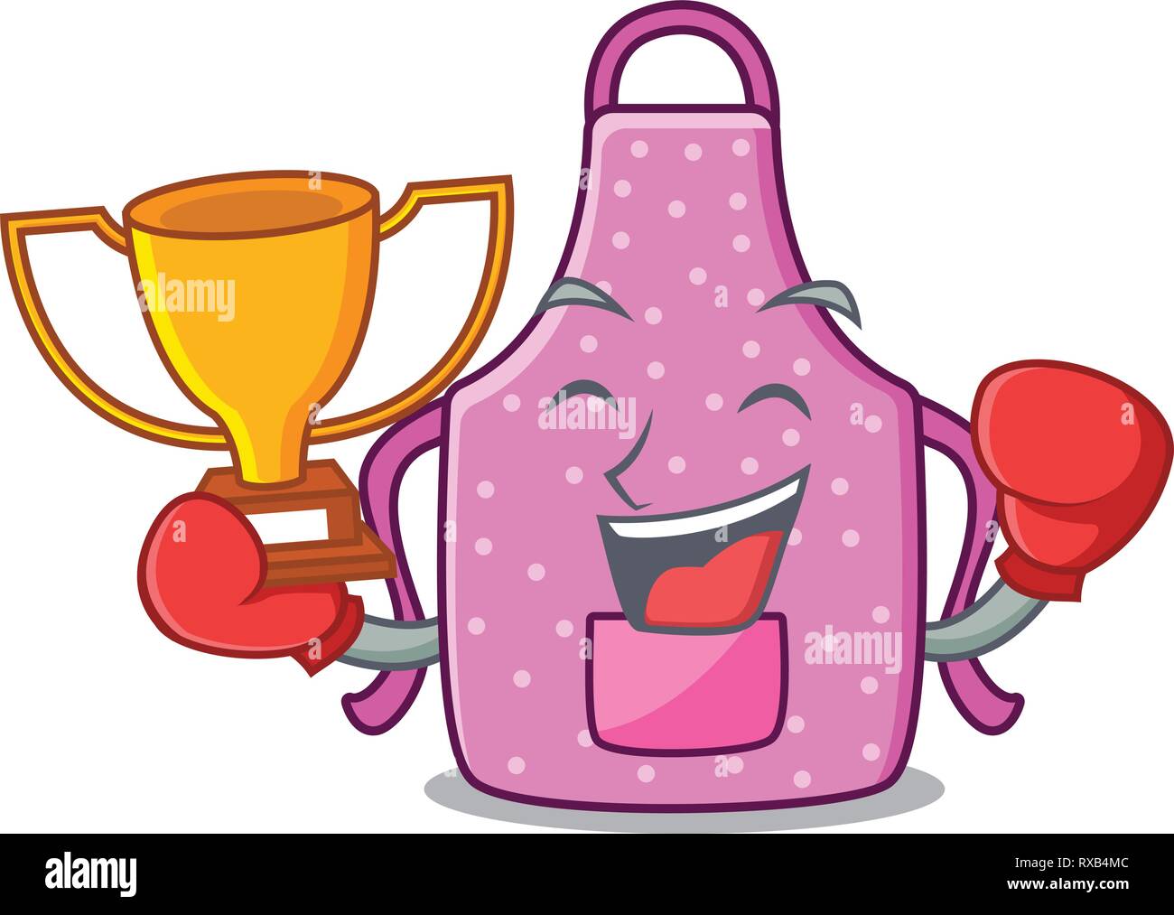 Boxing winner kitchen apron placed above cartoon table Stock Vector ...