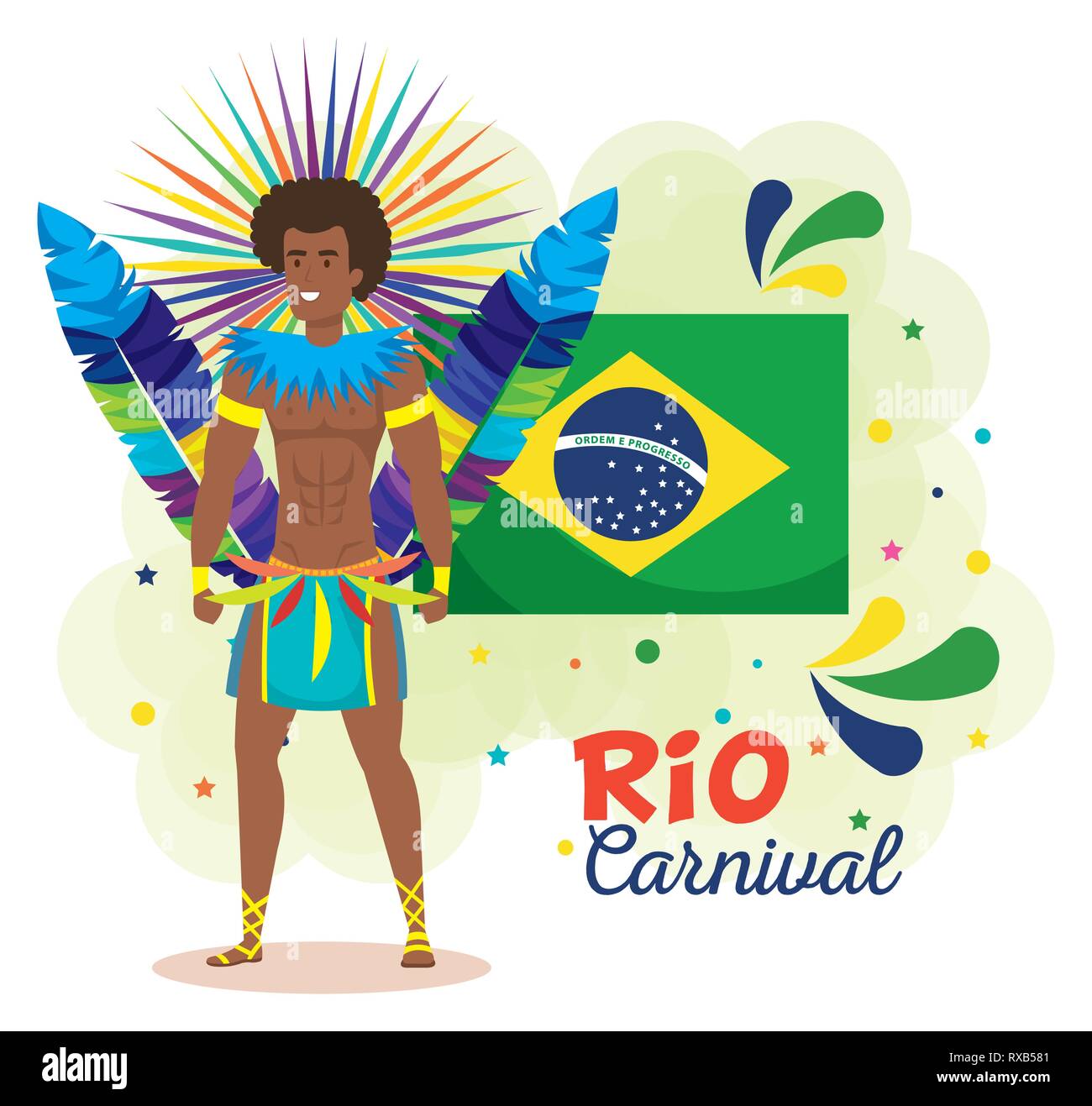 brazilian dancer with flag and carnival icons Stock Vector Image & Art ...