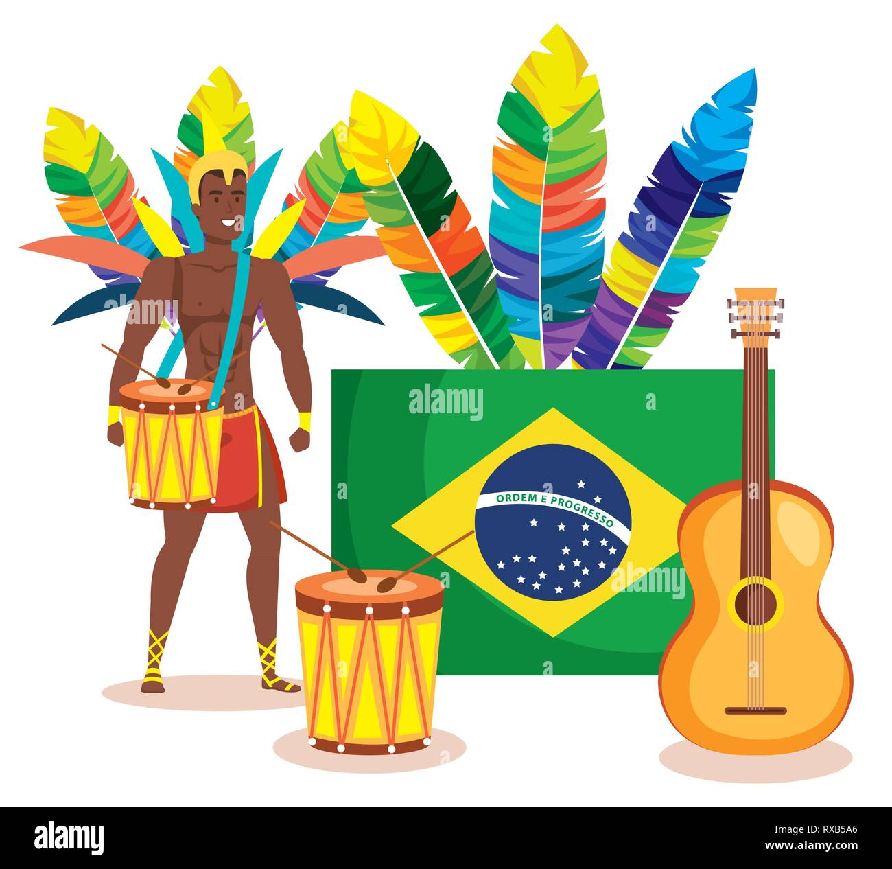 brazilian dancer with flag and carnival icons Stock Vector Image & Art ...