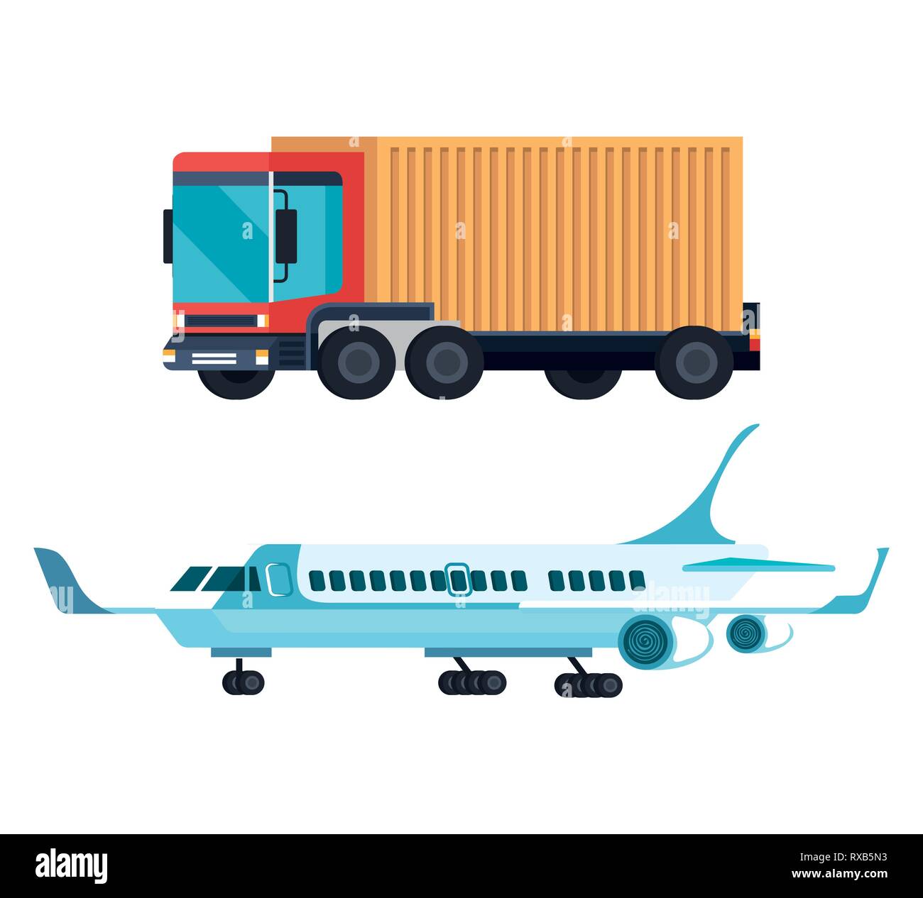 delivery service truck with airplane Stock Vector Image & Art - Alamy