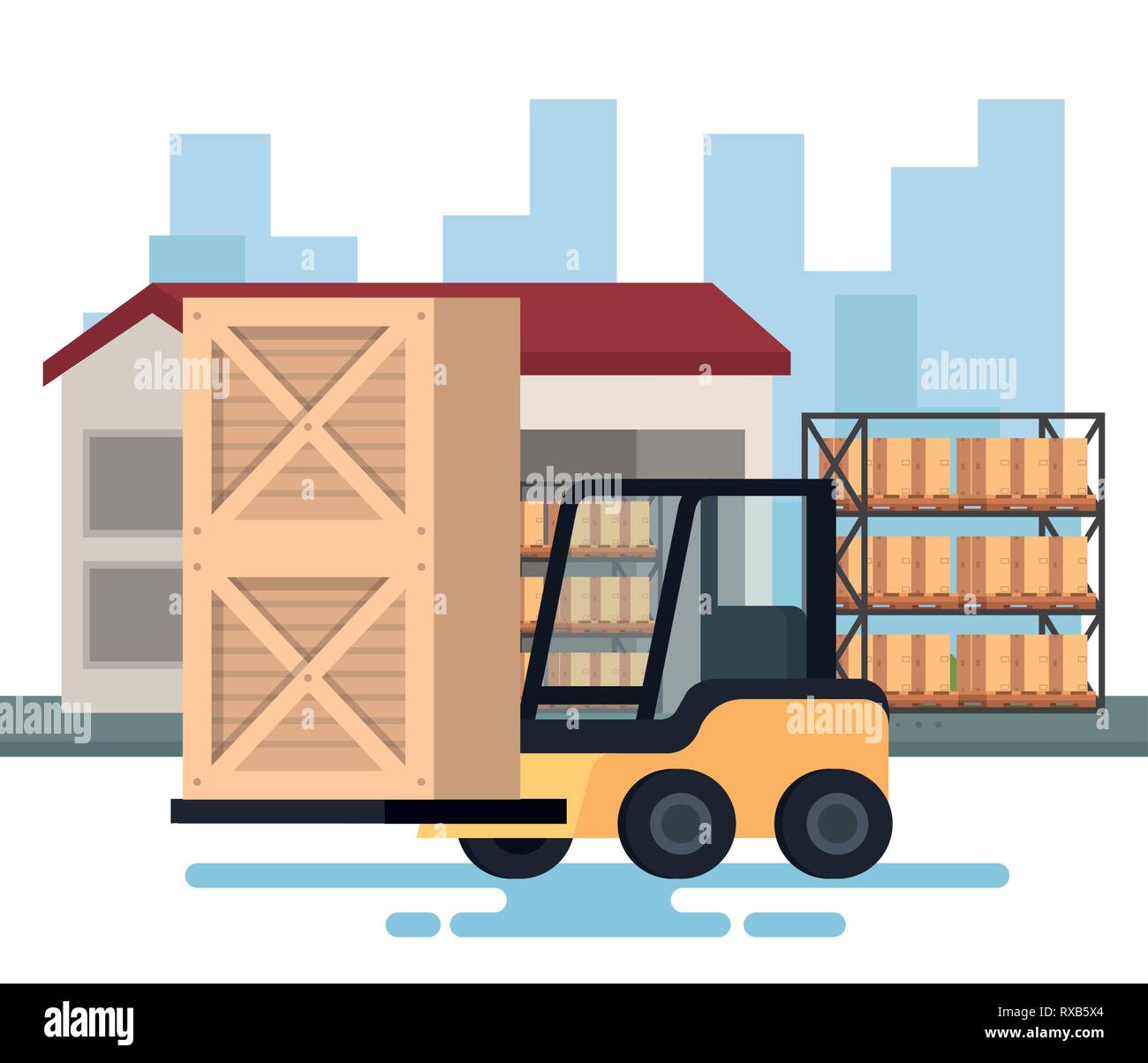 Forklift truck loading boxes factory Cut Out Stock Images & Pictures ...