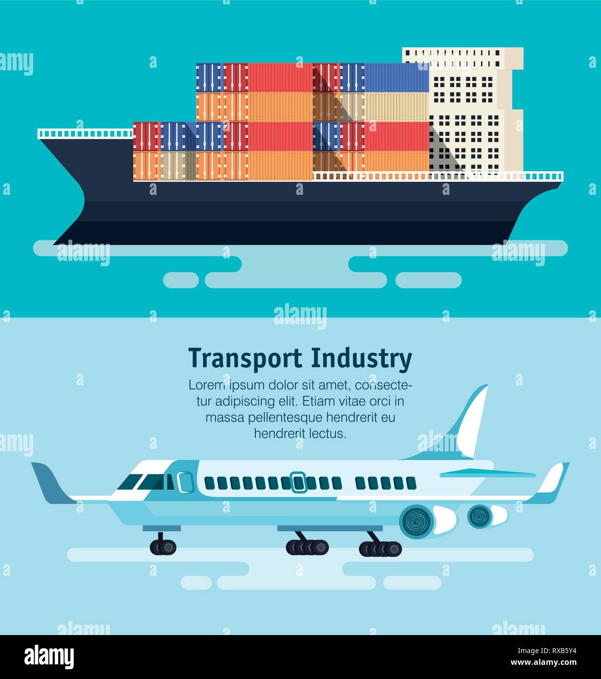 ship with containers and airplane Stock Vector Image & Art - Alamy