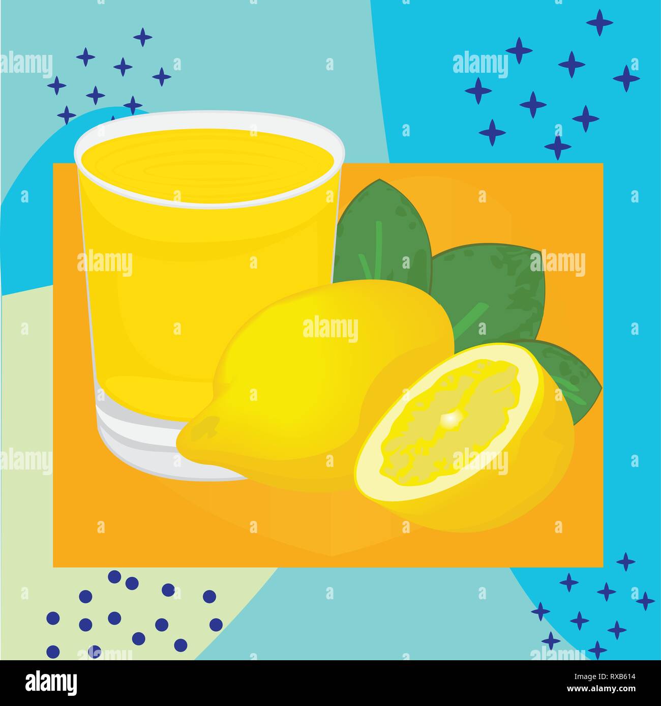 Lemon juice vector illustration on a colorful background Stock Vector ...
