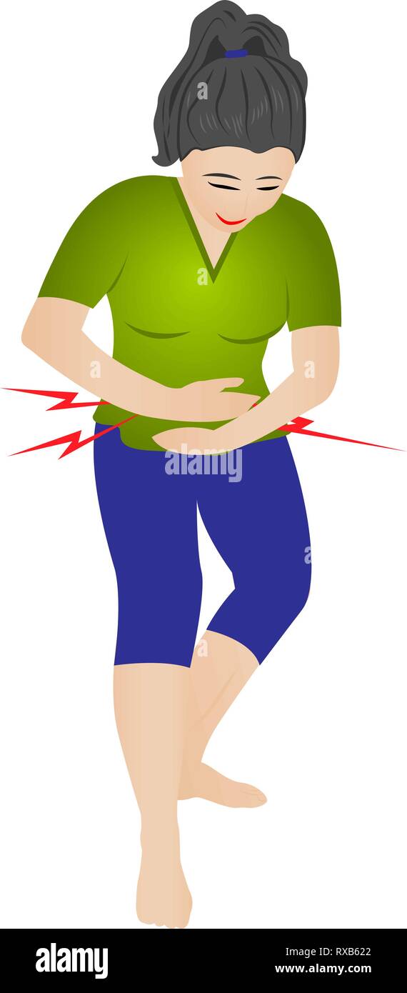 A girl having stomach pain vector illustration Stock Vector Image & Art ...
