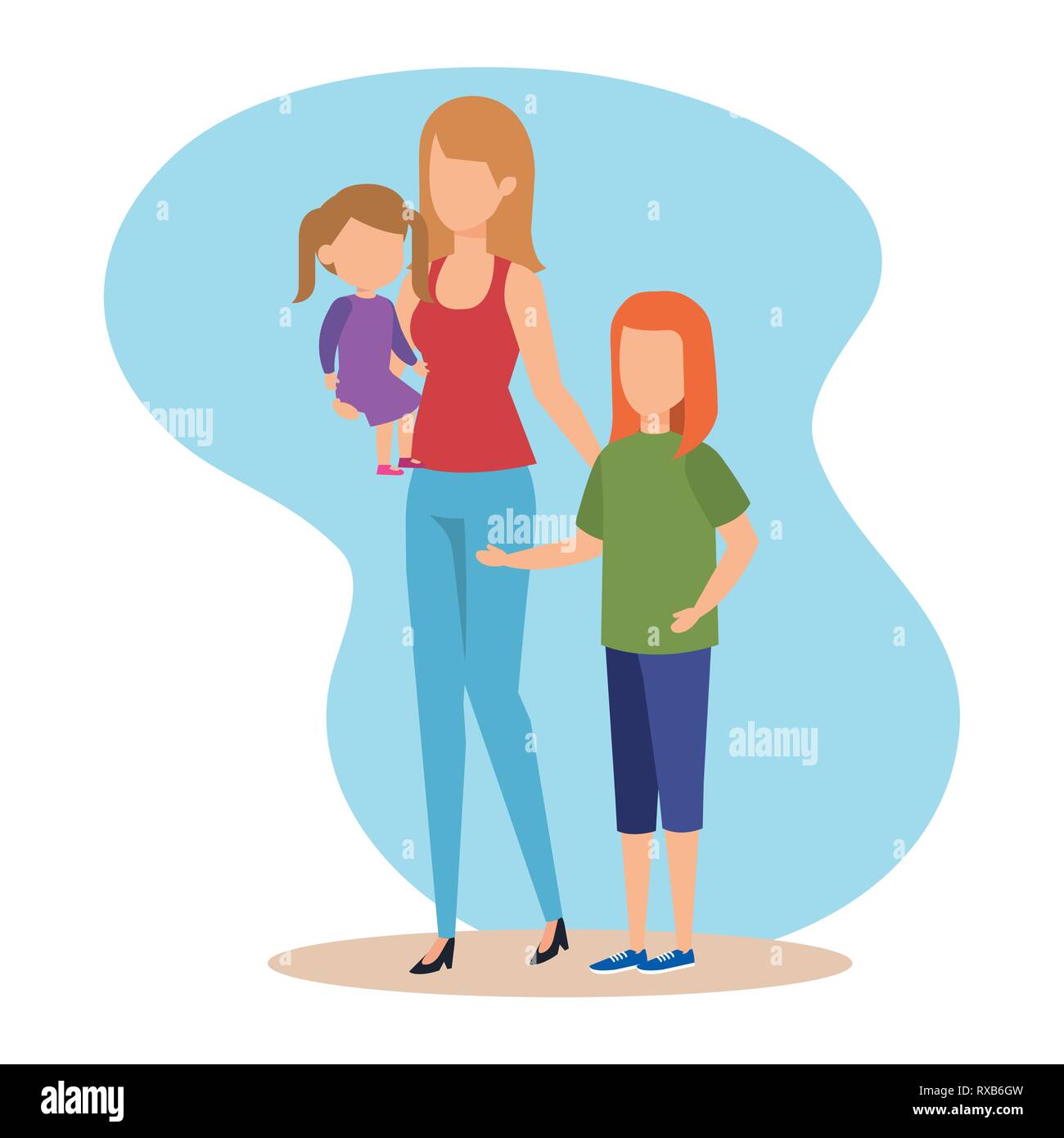 mother with daughters characters Stock Vector Image & Art - Alamy