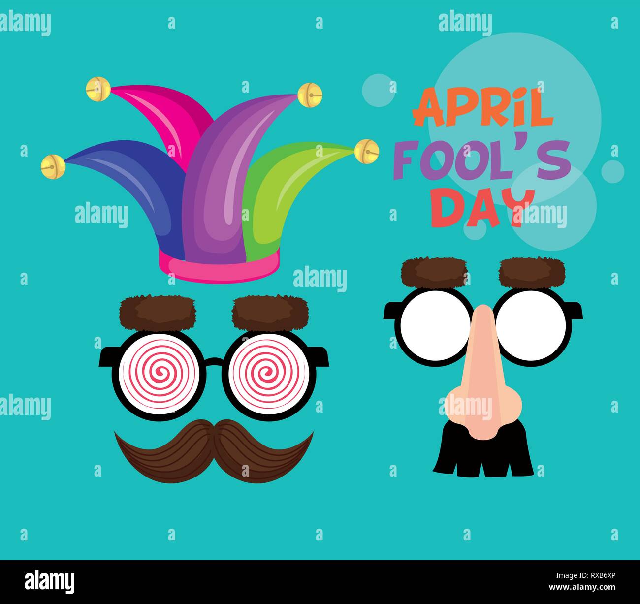 april fools day card with comic face accessories Stock Vector Image ...