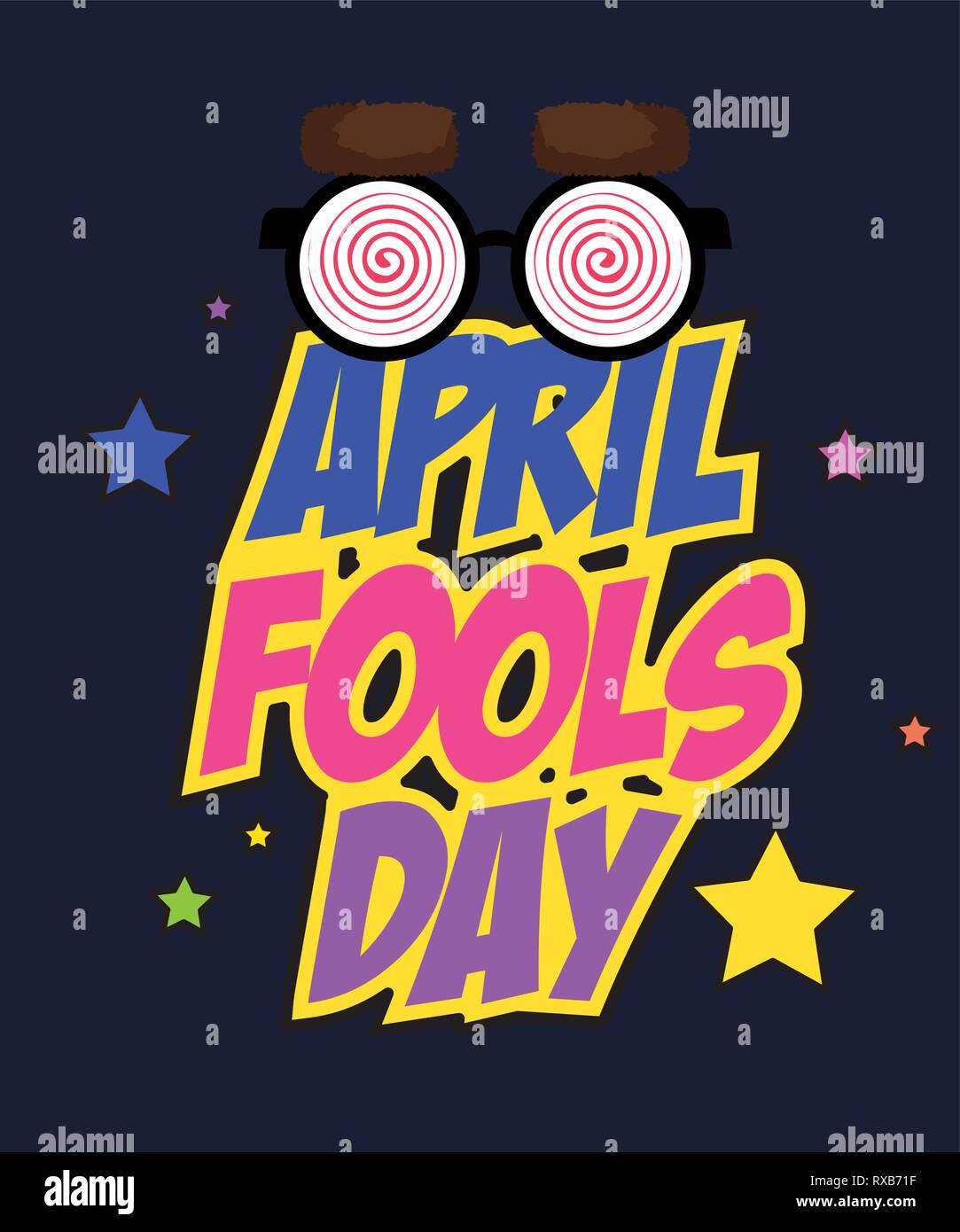 april fools day card with comic face accessories Stock Vector Image ...