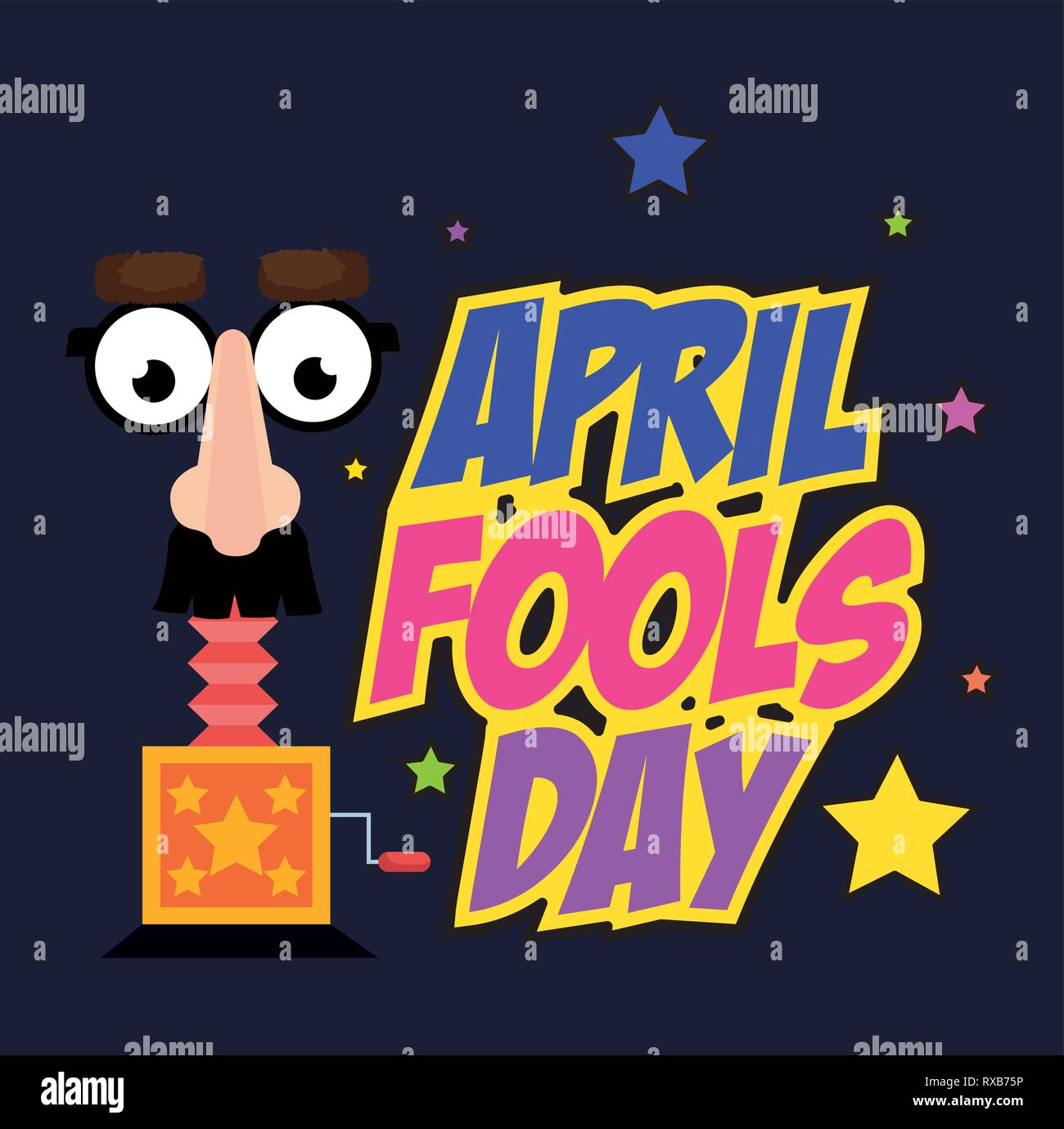 april fools day card with comic face accessories Stock Vector Image ...