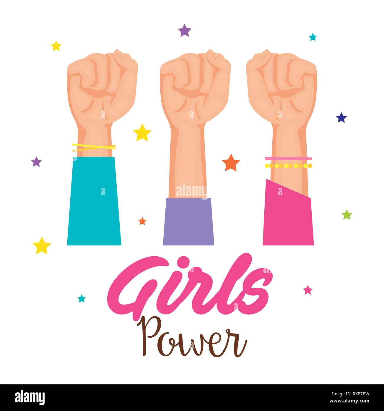 power girl card with fist hand up Stock Vector Image & Art - Alamy