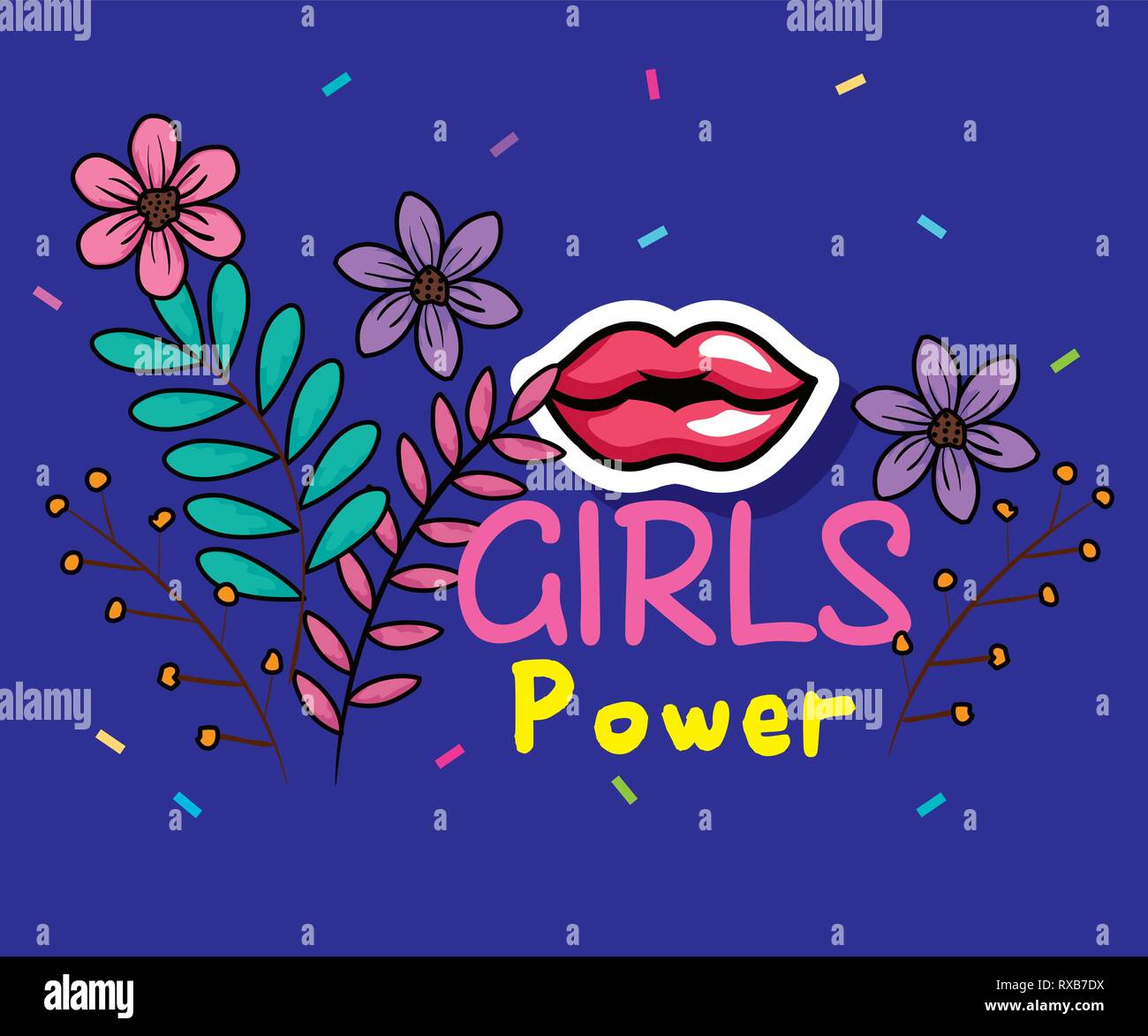 Isolated sketch girl lips Stock Vector Images - Alamy