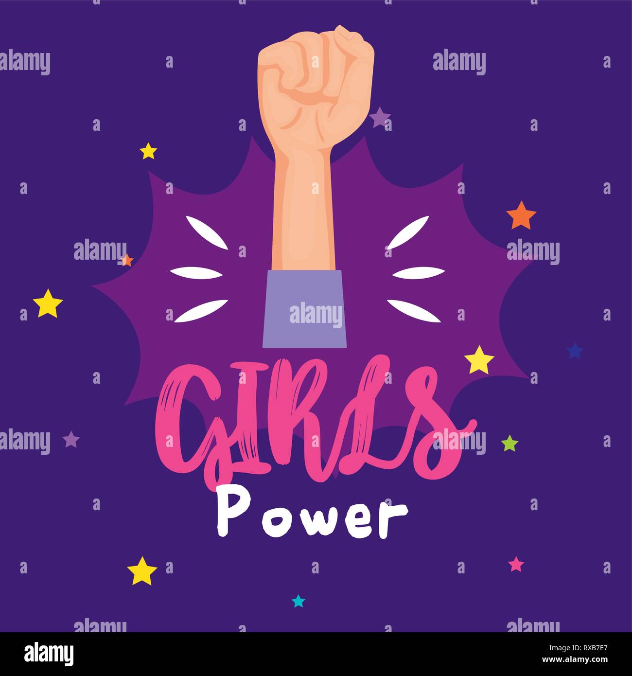 power girl card with fist hand up Stock Vector Image & Art - Alamy
