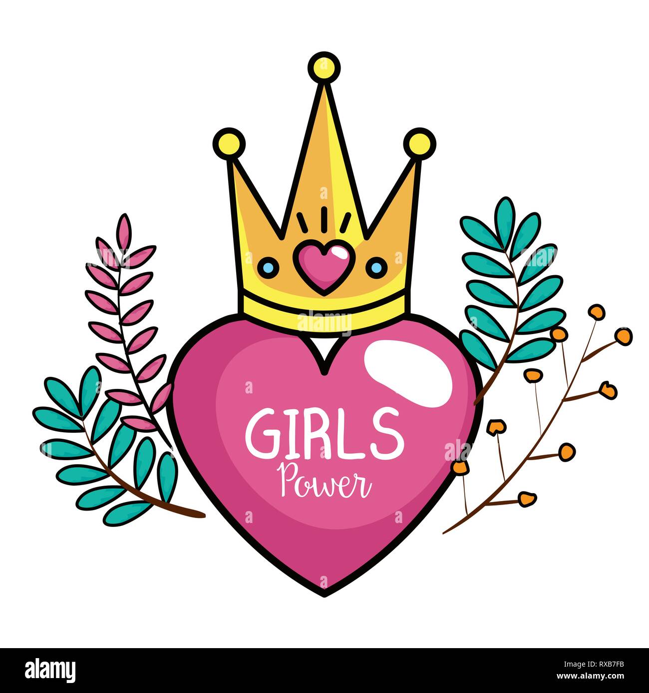 power girl card with heart and crown Stock Vector Image & Art - Alamy