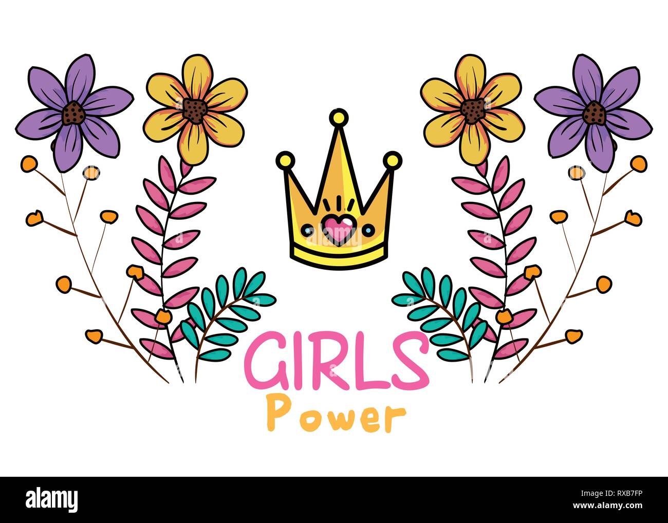 power girl card with queen crown Stock Vector Image & Art - Alamy