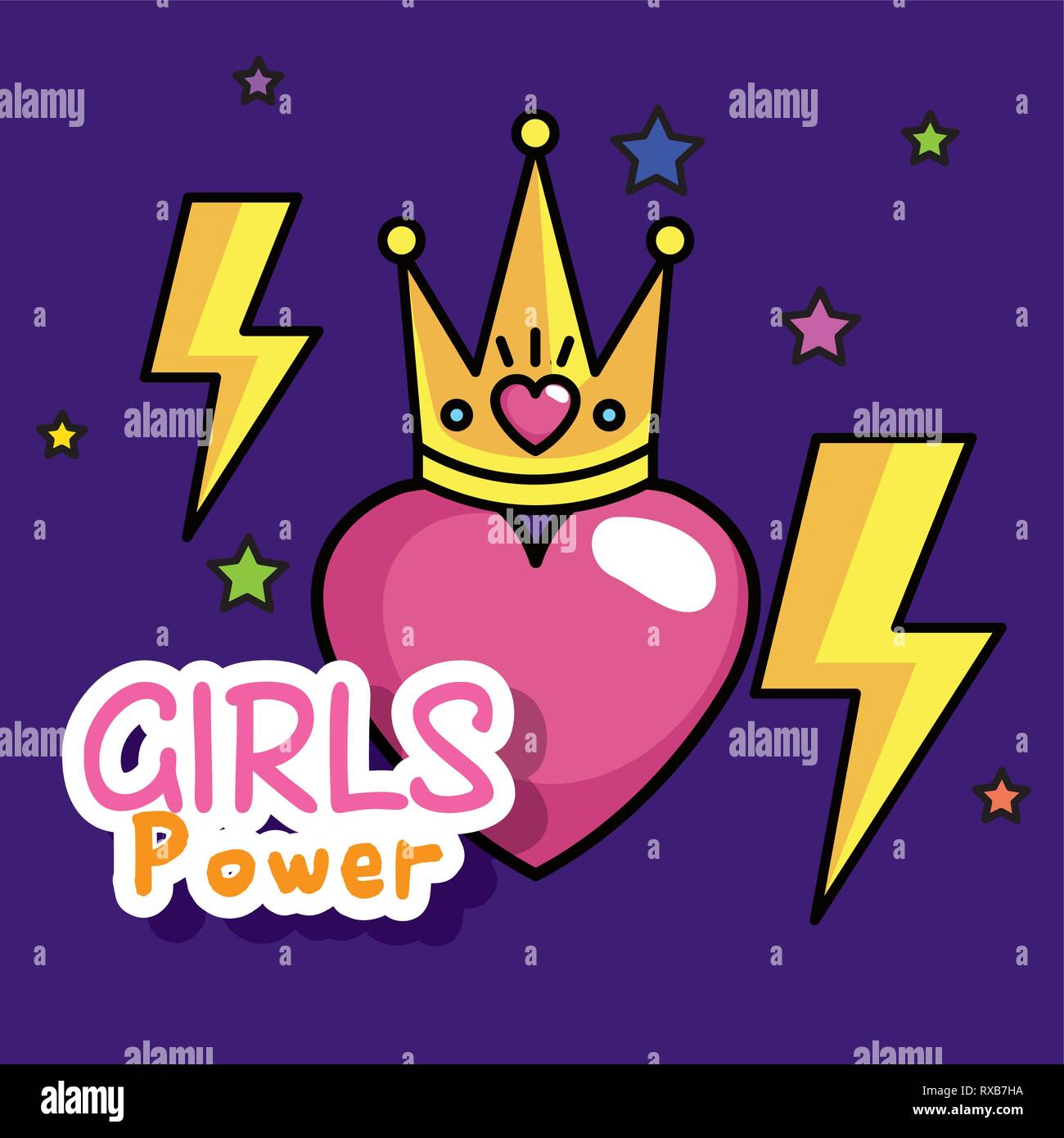 power girl card with heart and crown Stock Vector Image & Art - Alamy