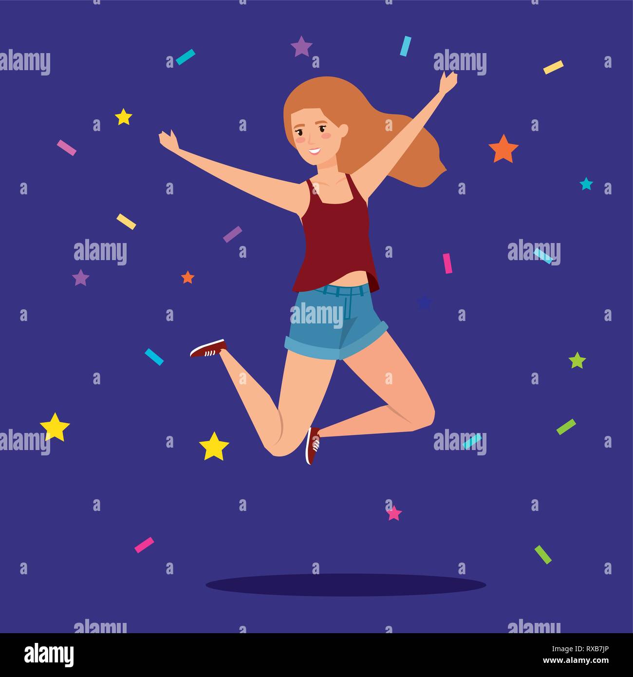 power girl jumping celebrating character Stock Vector Image & Art - Alamy