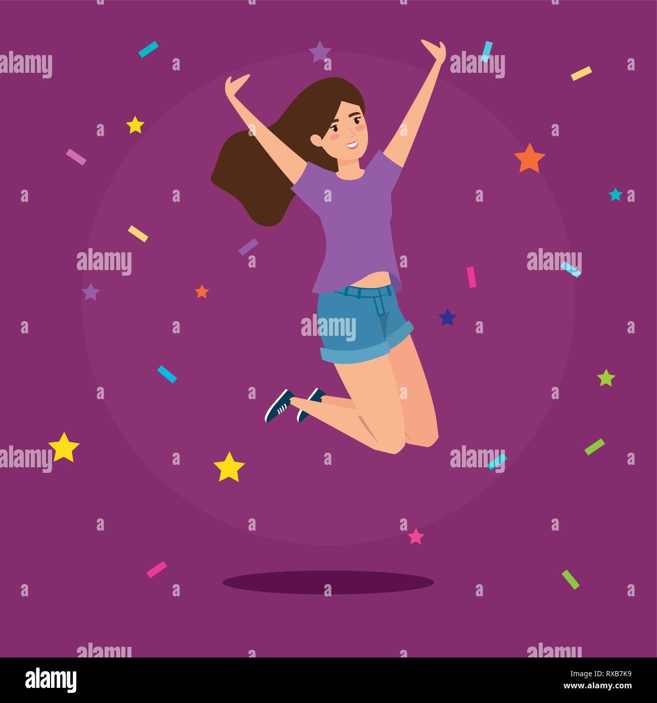 power girl jumping celebrating character Stock Vector Image & Art - Alamy
