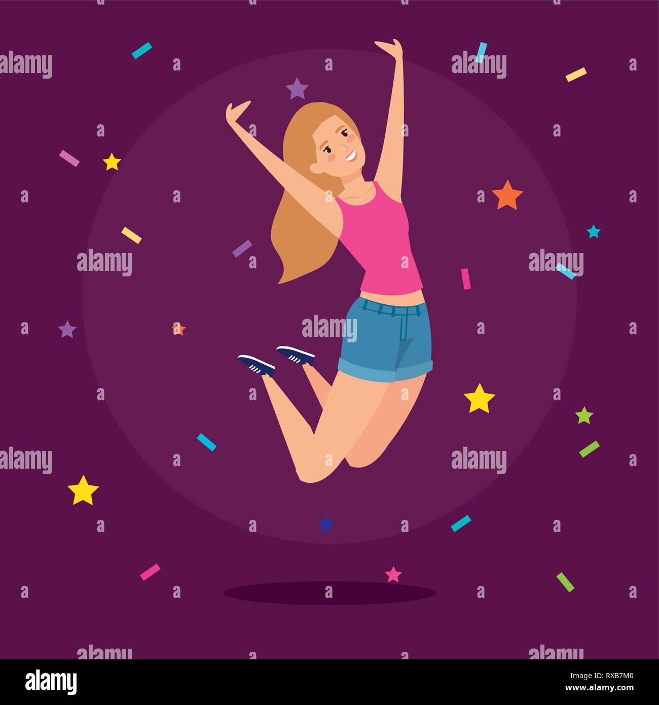 power girl jumping celebrating character Stock Vector Image & Art - Alamy