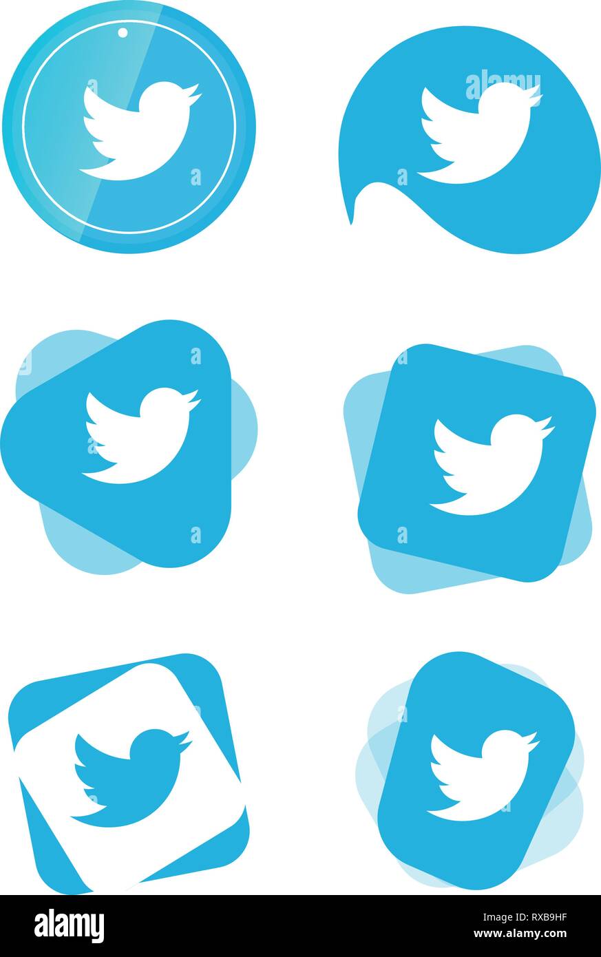 Twitter Social media icons set Logo Vector Illustrator Background ...