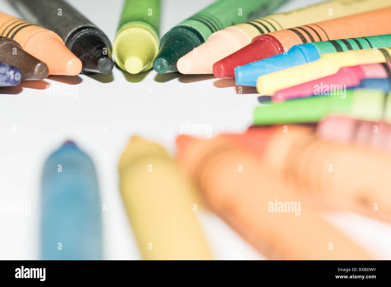 Abstract of different colors of crayons in a circle form Stock Photo ...