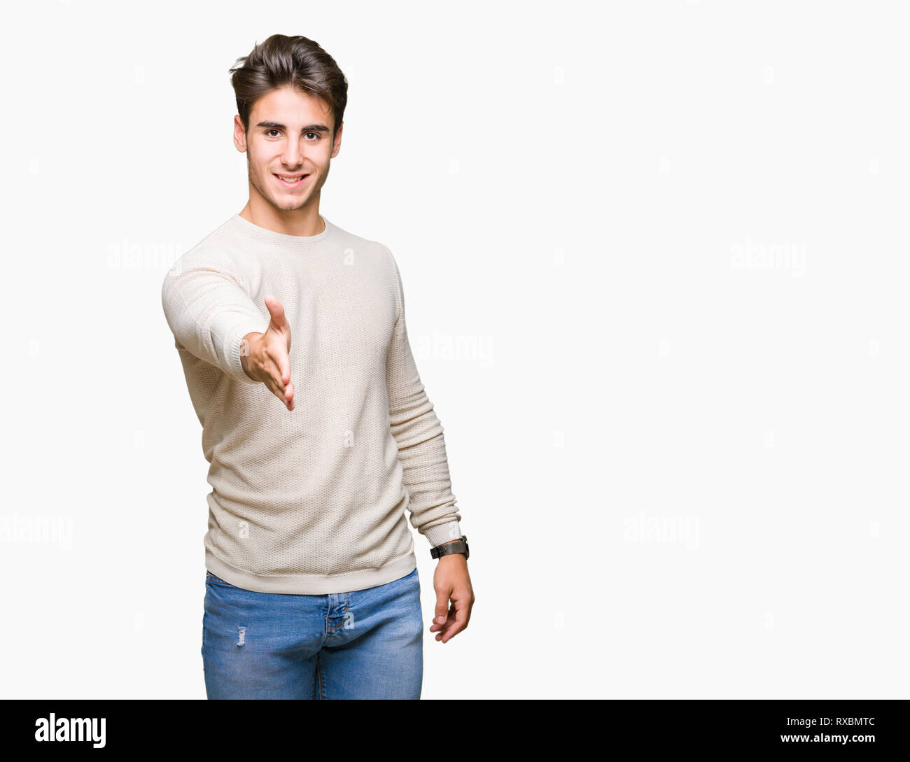 Handsome welcoming man smiling isolated hi-res stock photography and ...
