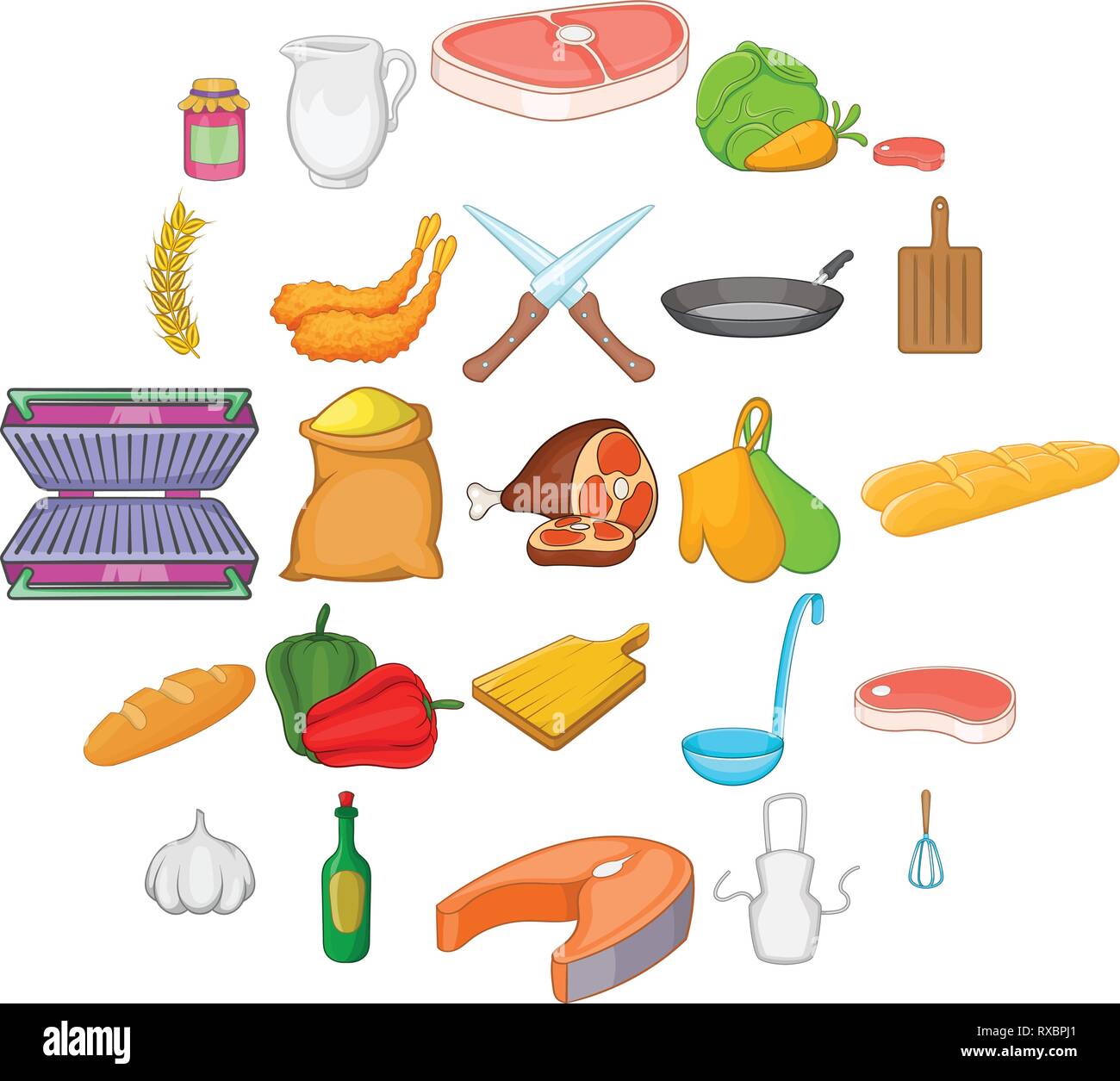 Tasty food icons set, cartoon style Stock Vector Image & Art - Alamy