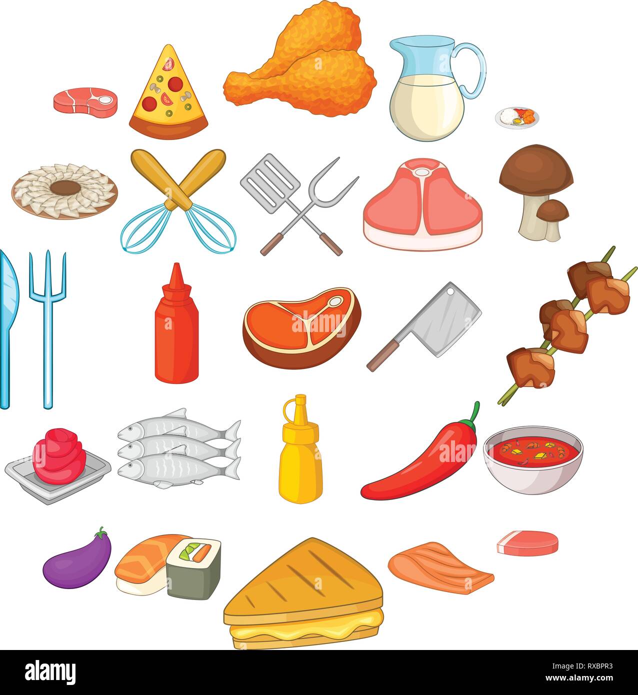 BBQ icons set, cartoon style Stock Vector Image & Art - Alamy