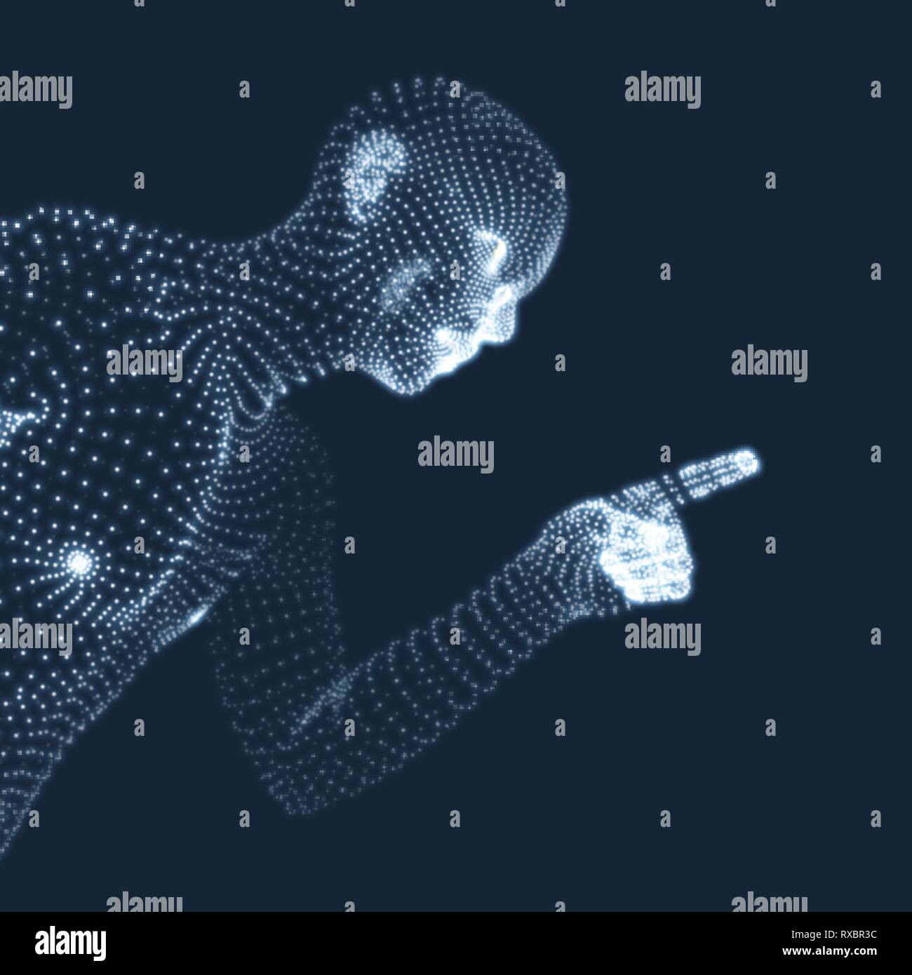 Man Pointing his Finger. 3D Model of Man. Geometric Design. Vector ...