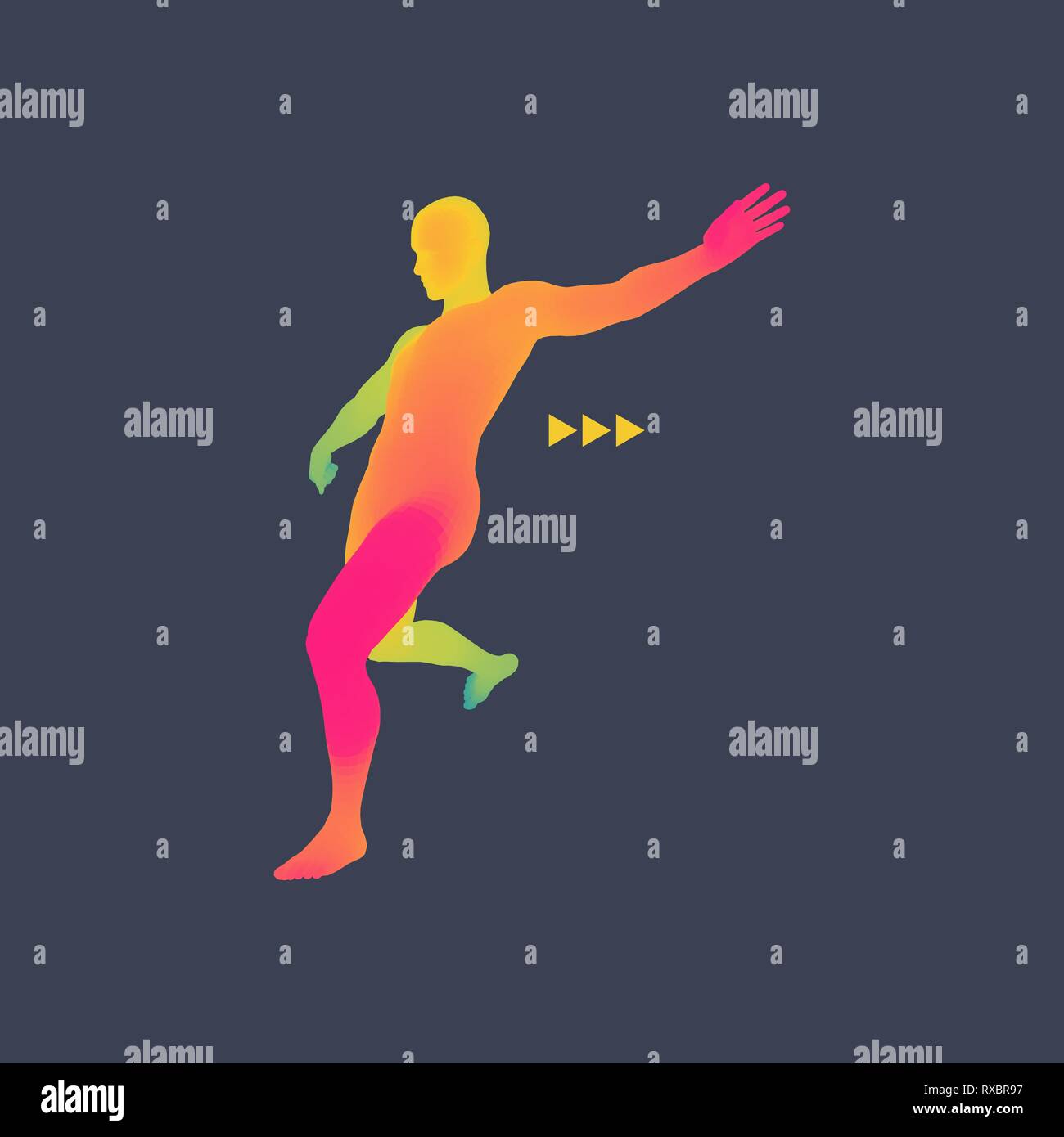 Football player. Sports concept. 3D Model of Man. Human Body. Sport ...