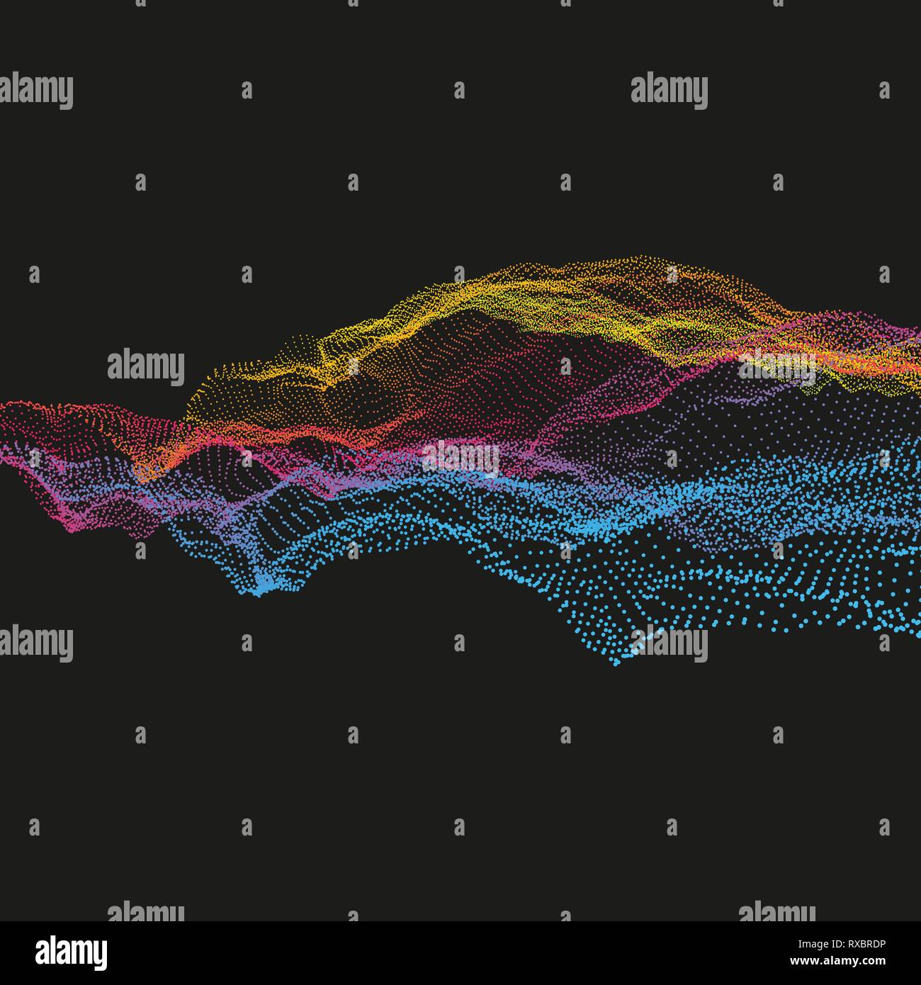 Wavy Grid Background. Ripple Grid. Abstract Vector Illustration. 3D ...