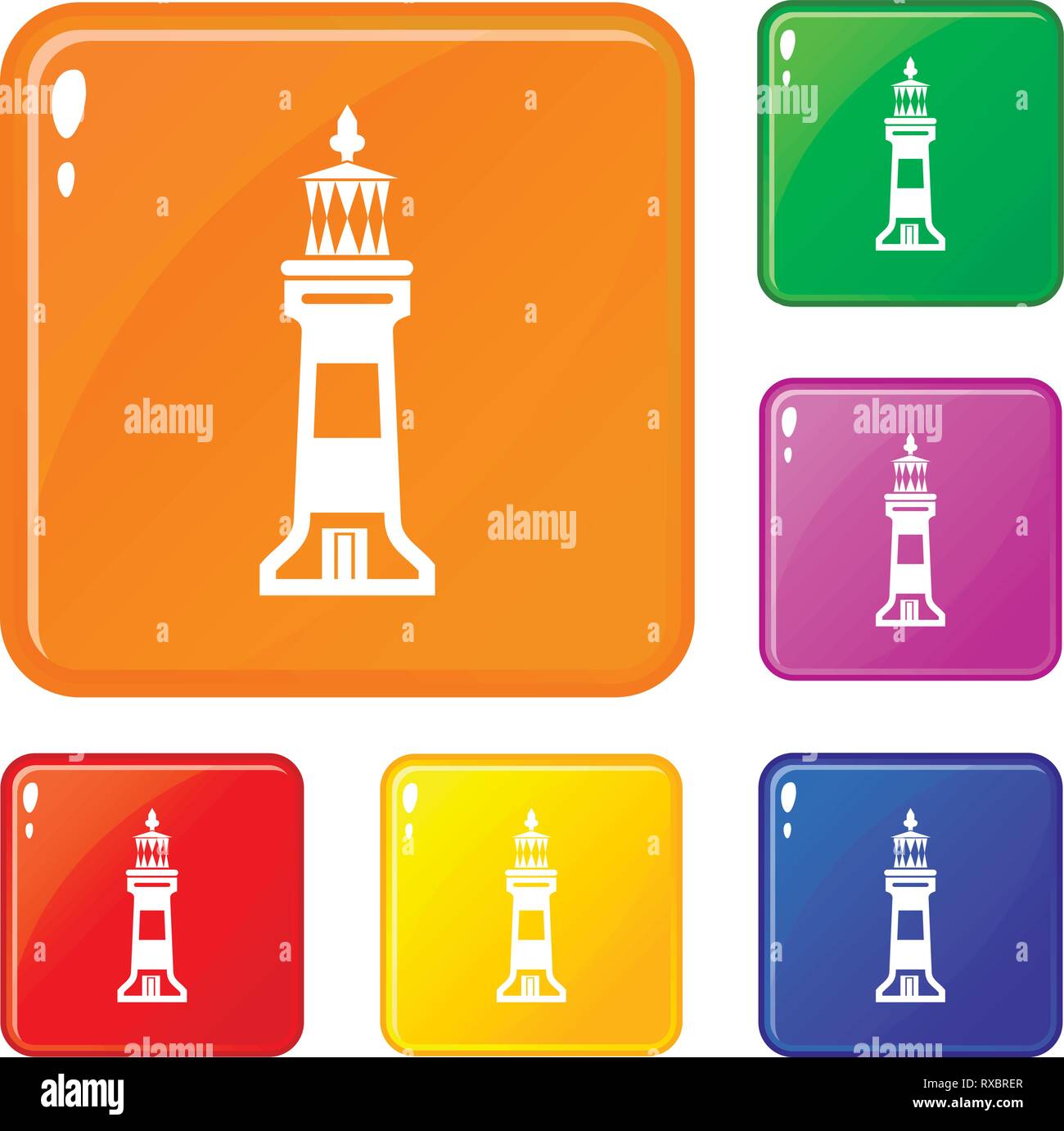 Stone beacon icons set vector color Stock Vector Image & Art - Alamy