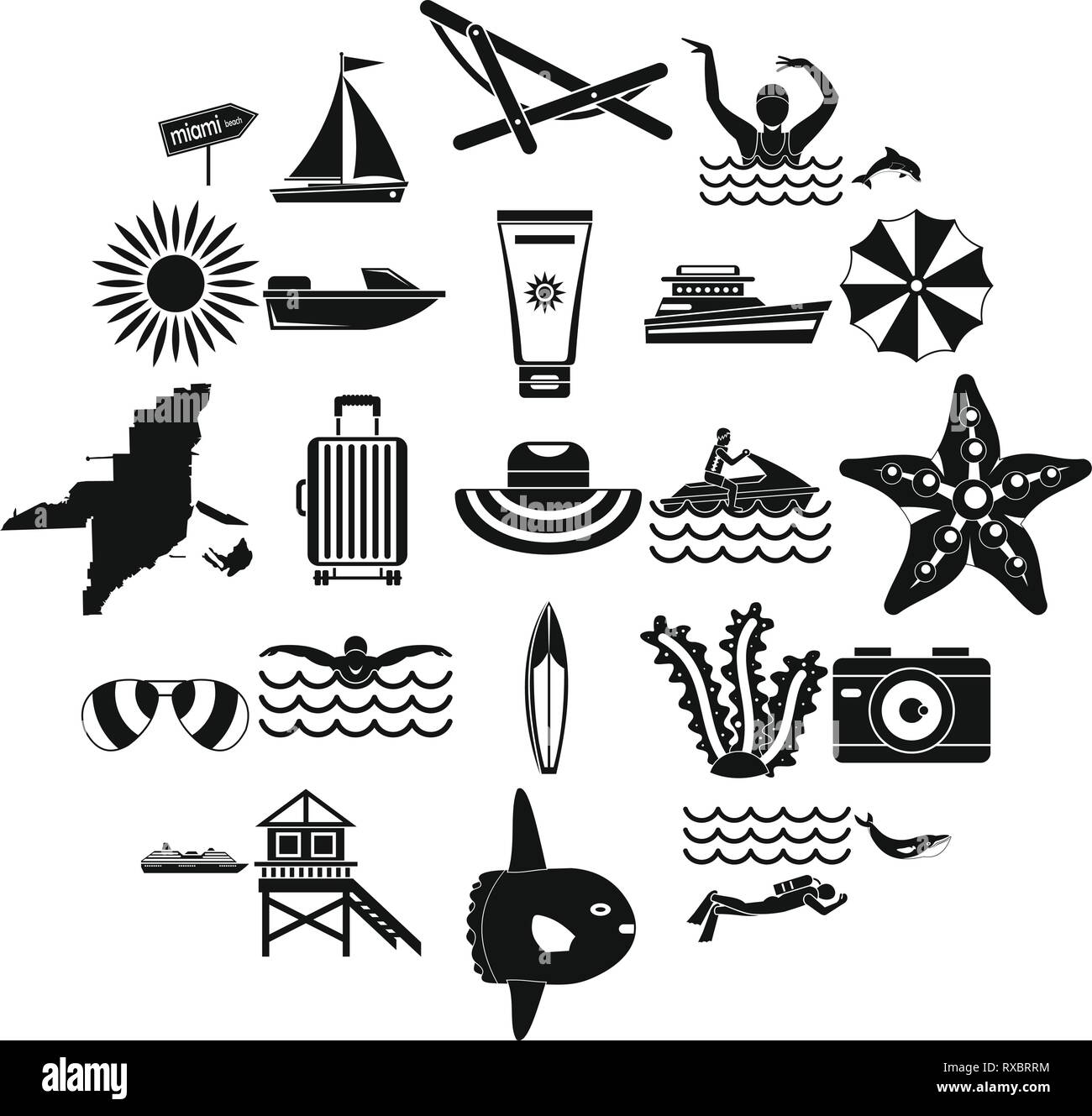 Tropical vacation icons set, simple style Stock Vector Image & Art - Alamy