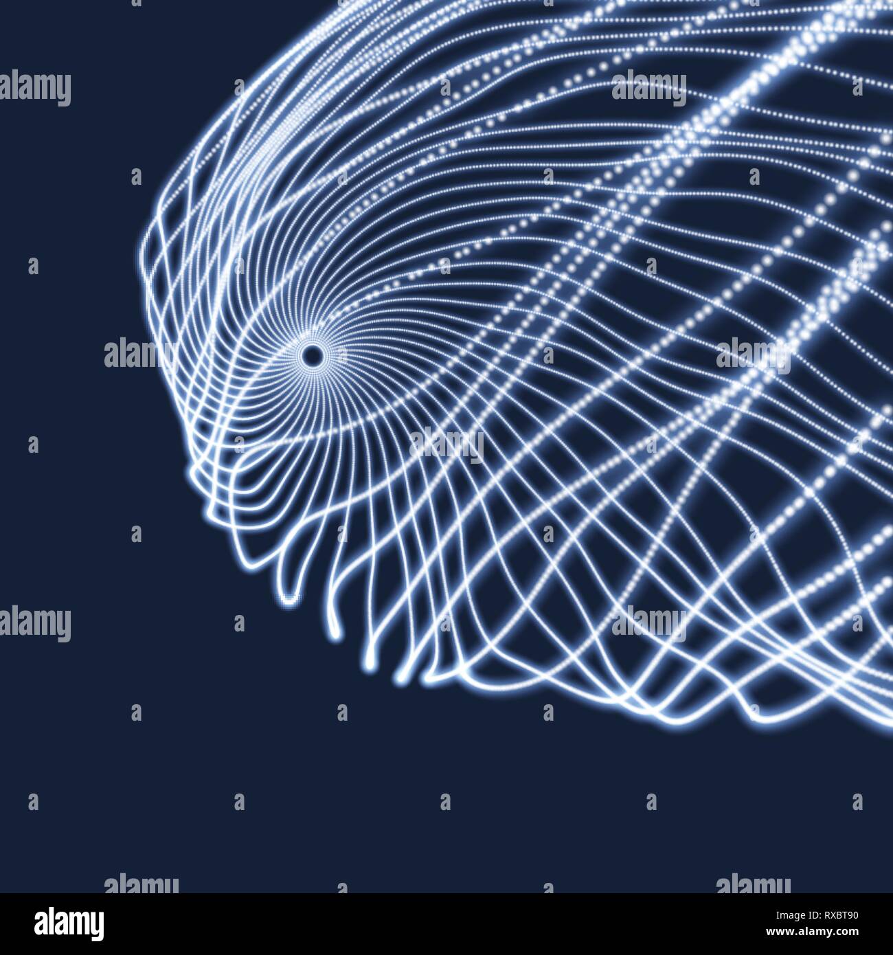 Array with Dynamic Particles. 3D Technology Style. Abstract Background ...