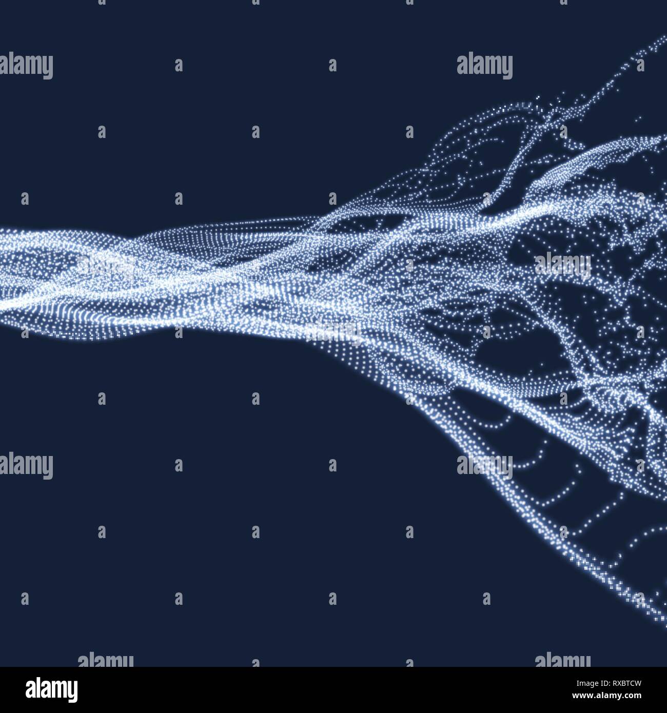 Array with Dynamic Emitted Particles. Water Splash Imitation. Abstract Background. Vector ...