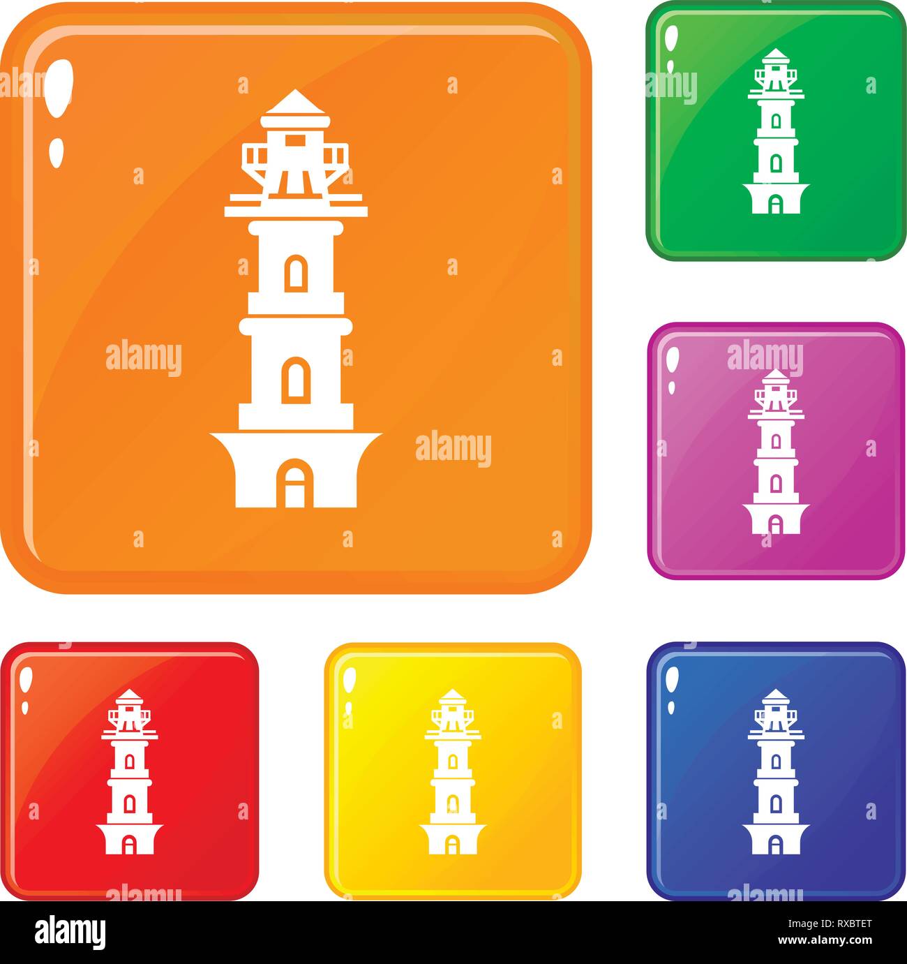 Coast lighthouse icons set vector color Stock Vector Image & Art - Alamy
