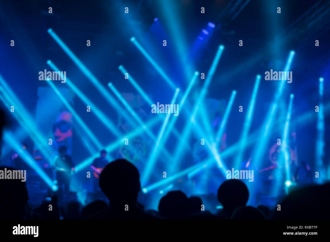 Blurred background : Bokeh lighting in outdoor concert with cheering ...