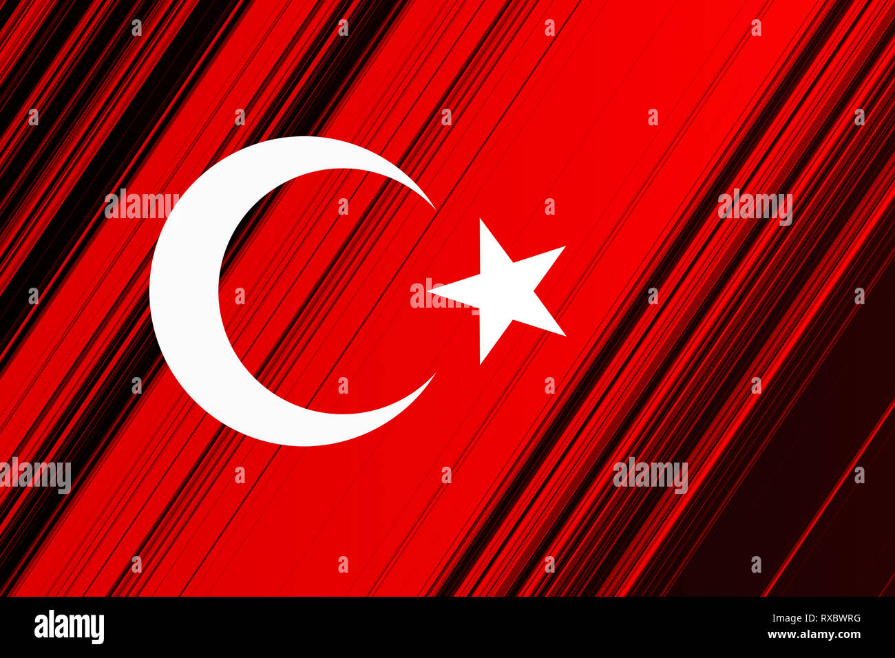 Turkish national flag with white star and moon Stock Photo - Alamy