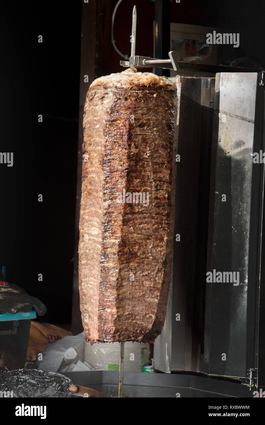Traditional Turkish Doner Kebab on pole Stock Photo - Alamy