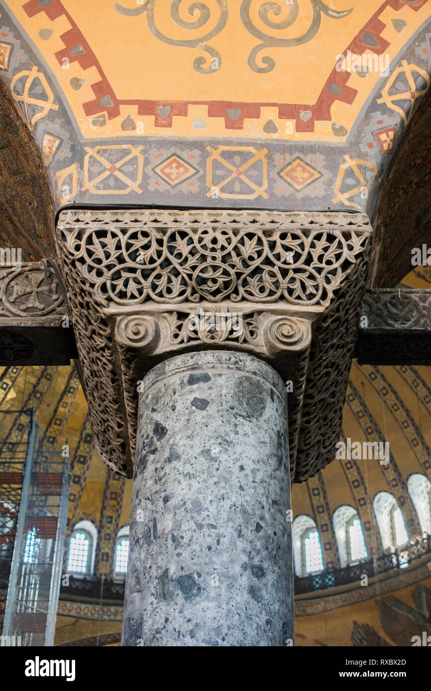 The Columns inside Hagia Sophia in the view Stock Photo - Alamy