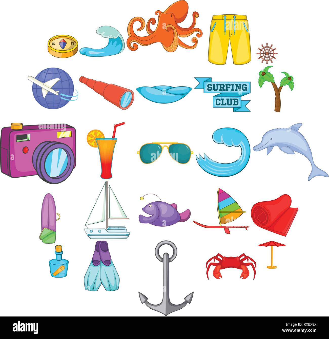 Swimming in the sea icons set, cartoon style Stock Vector Image & Art ...
