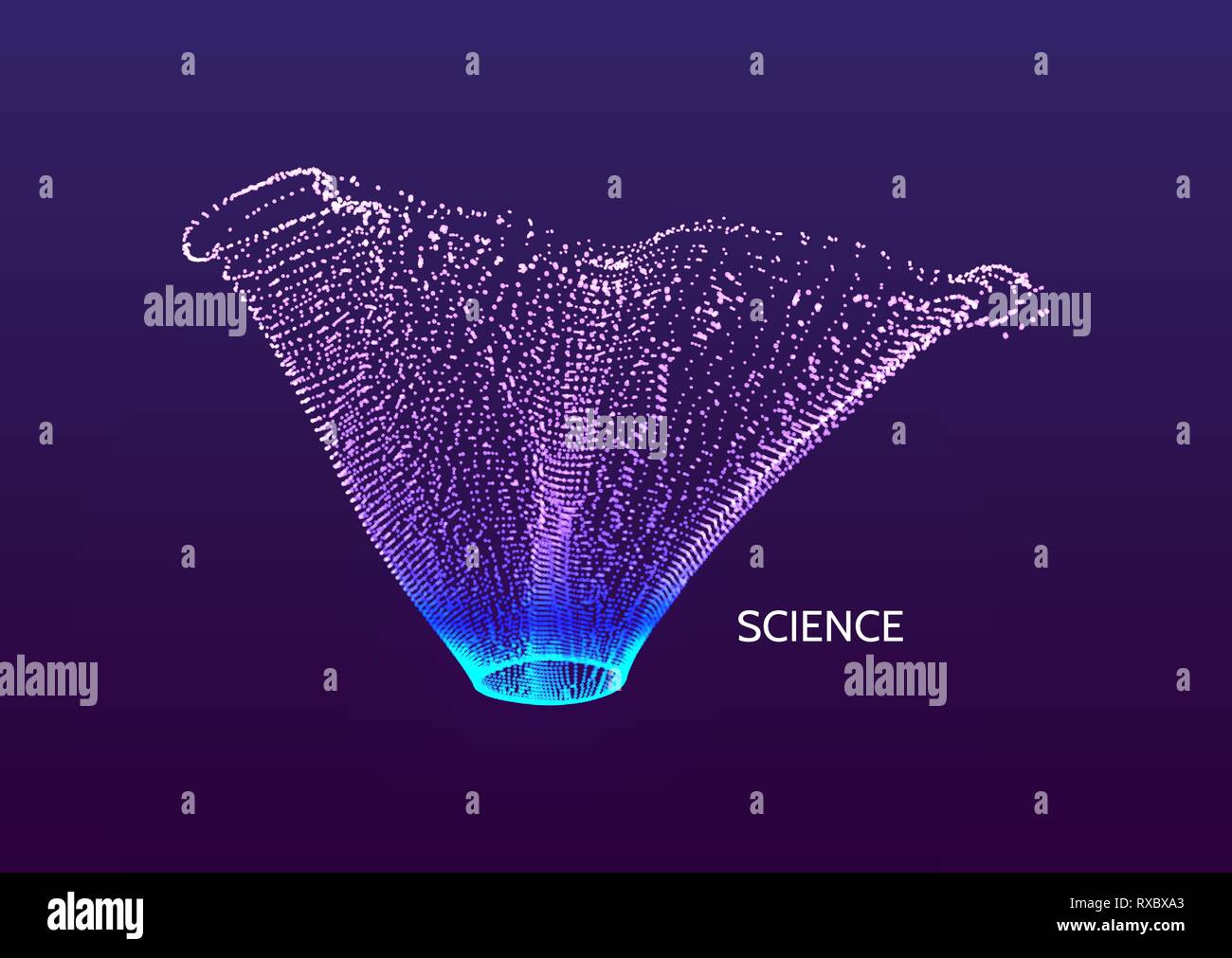 Array with dynamic particles. 3d technology style. Abstract background ...